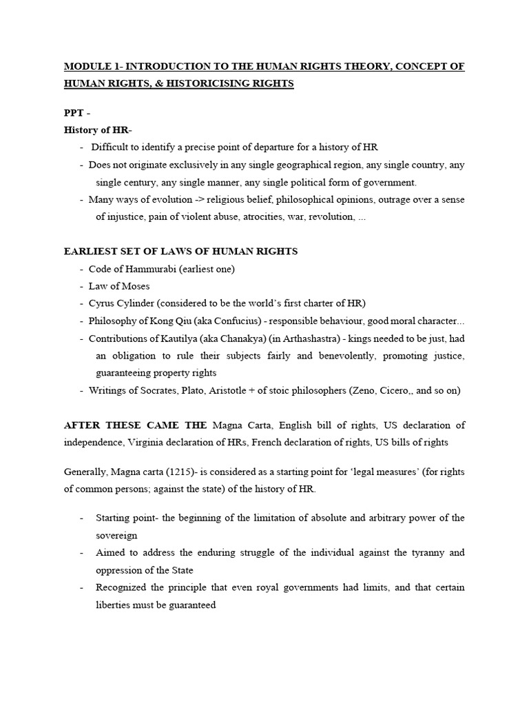 Final HRLT Notes | PDF | Human Rights | International Law