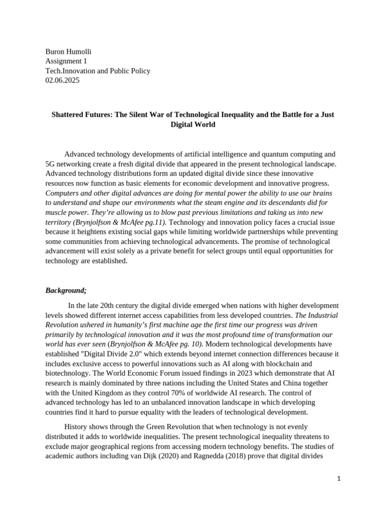 Buron Humolli Assignment 1 | PDF | Economic Inequality | Discrimination ...