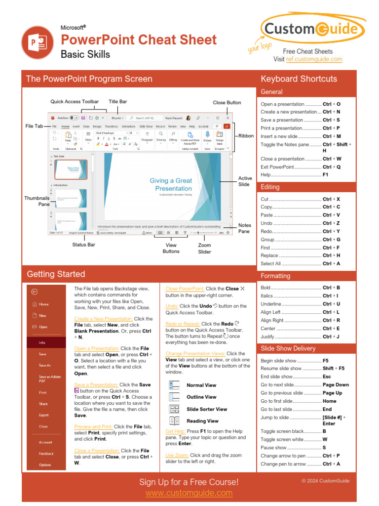 Powerpoint Quick Reference | PDF | Page Layout | Control Key