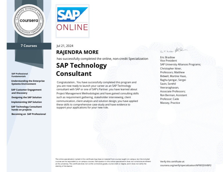 SAP Technology Consultant | PDF | Learning