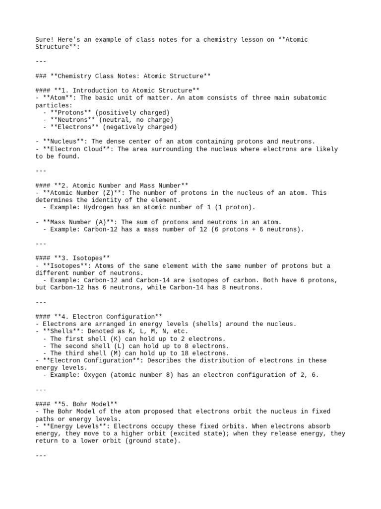 Class notes | PDF | Atoms | Proton