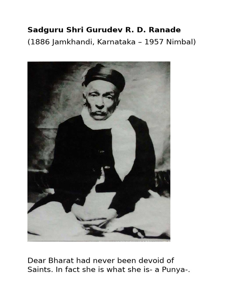 Sadguru Shri Gurudev Ranade | PDF | Religious Belief And Doctrine