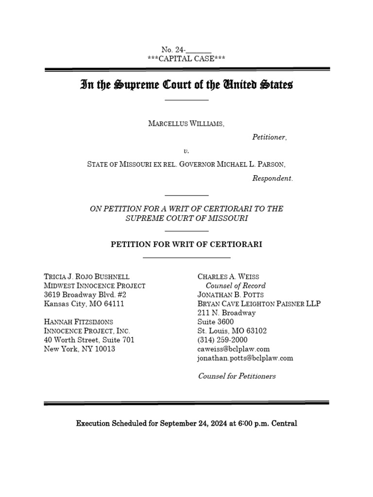 Williams - Petition For Writ of Certiorari - FINAL | PDF | Pardon | Due ...