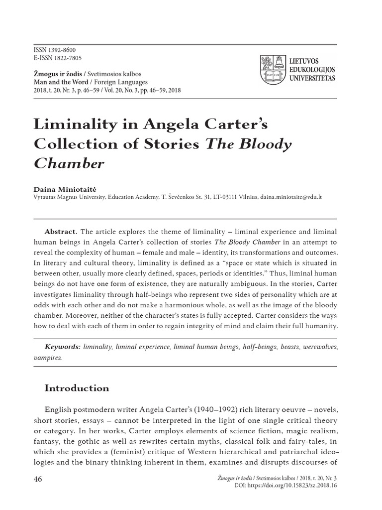Liminality in Angela Carter's Collection of Stories: The Bloody Chamber | PDF