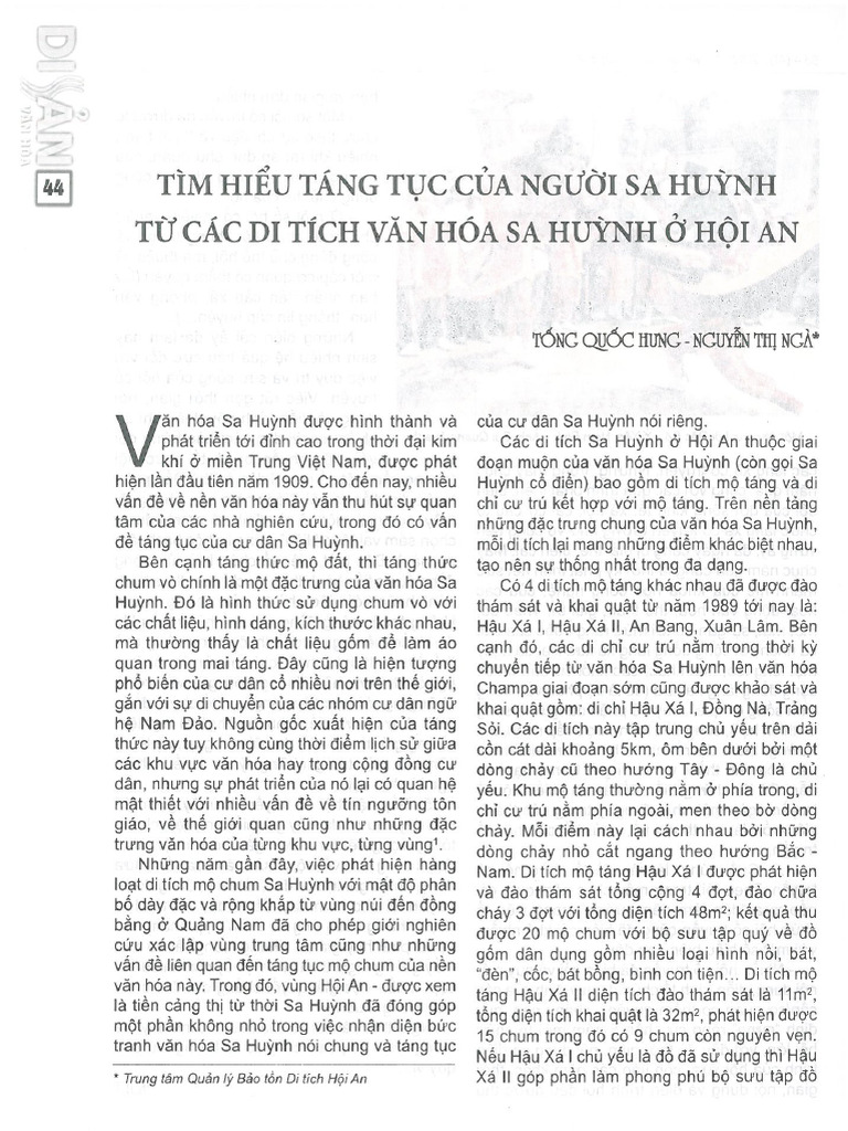 4109_Tim hieu tang tuc cua nguoi Sa Huynh tu cac di tich van hoa Sa Huynh o Hoi An | PDF