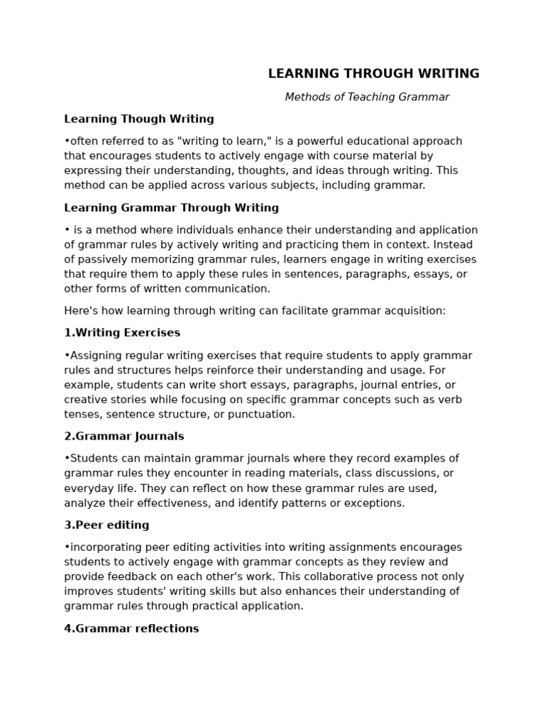 Learning Through Writing - Group1 | PDF | Learning | Grammar
