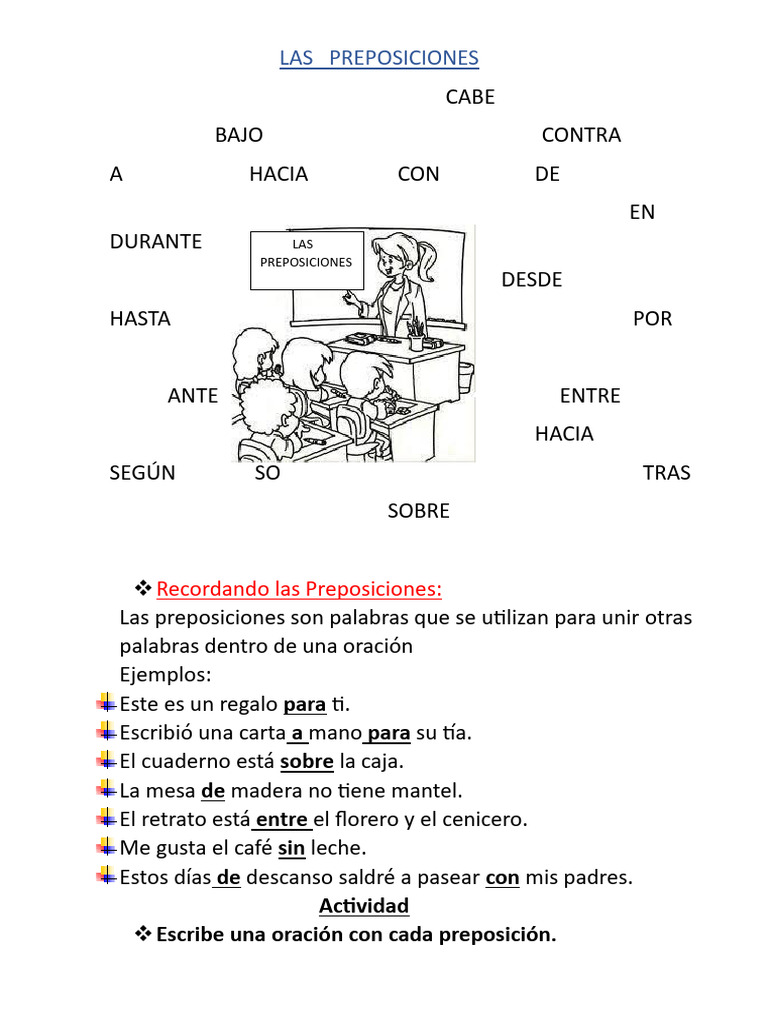 Las Preposiciones | PDF