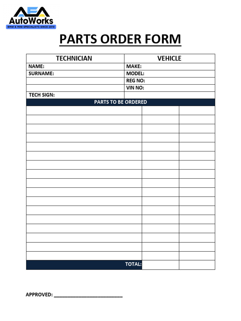 2. Parts Order Form | PDF