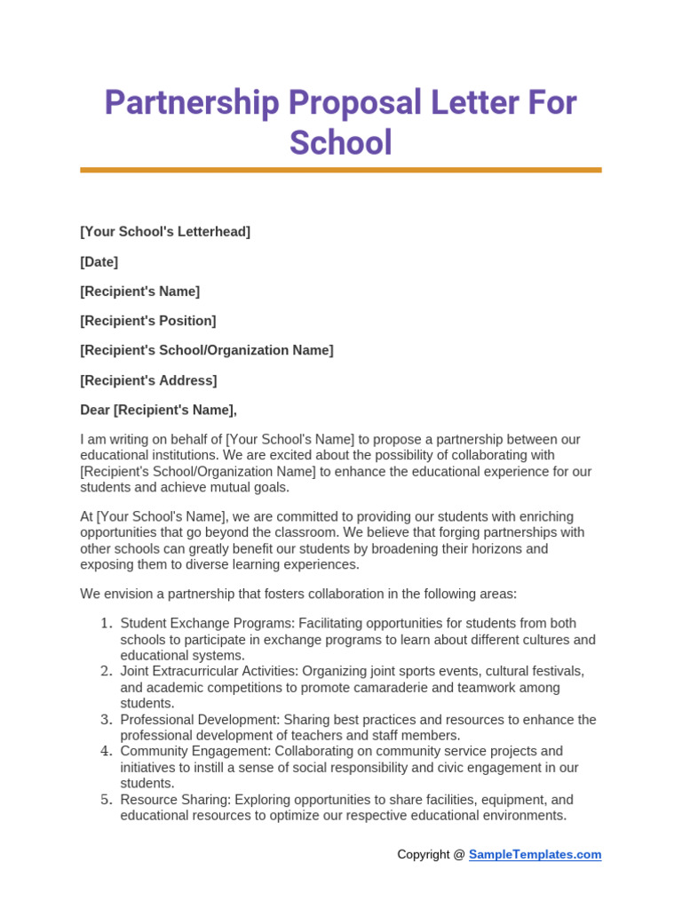 Partnership Proposal Letter For School | PDF | Human Communication ...