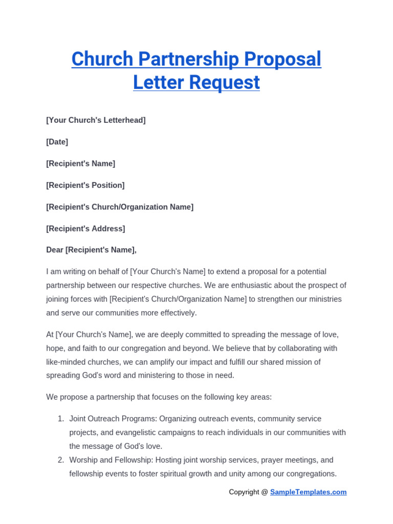 Church Partnership Proposal Letter | PDF | Christian Denominational ...
