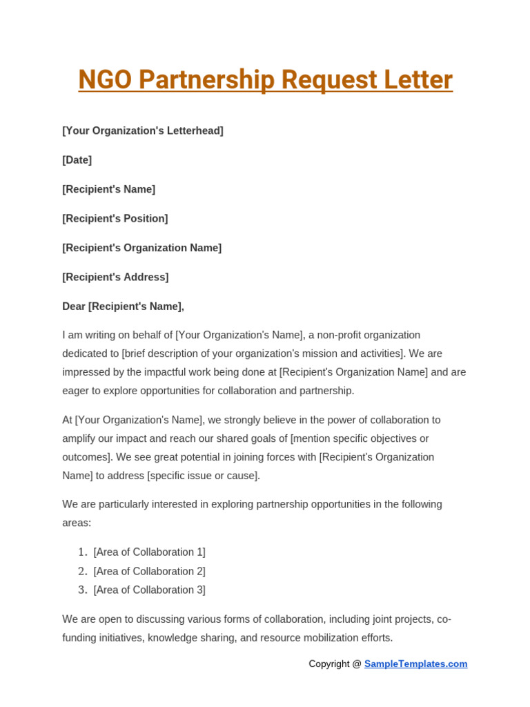 NGO Partnership Request Letter Template | PDF