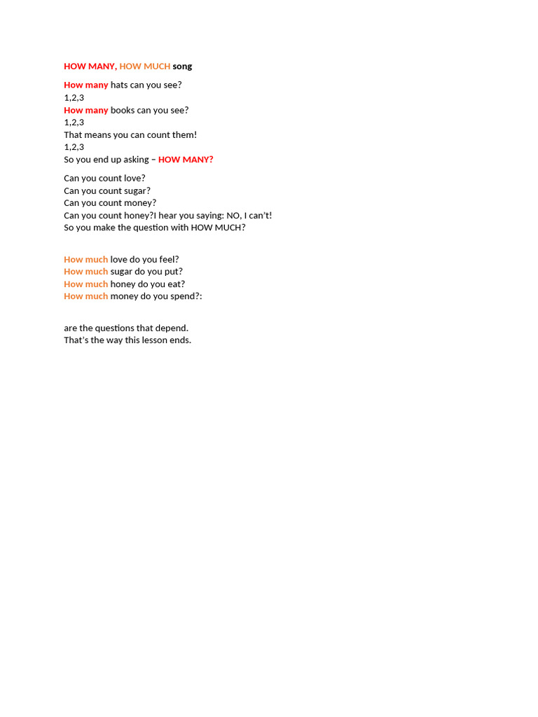 Counting with "How Many" and "How Much" | PDF