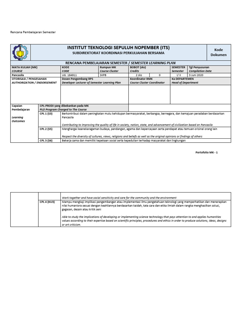 RPS-Pancasila-2021 | PDF