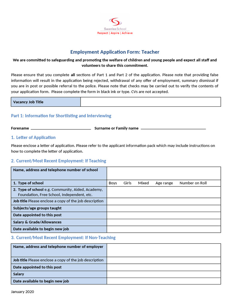Teacher Employment Application Form | PDF | Criminal Record | Justice