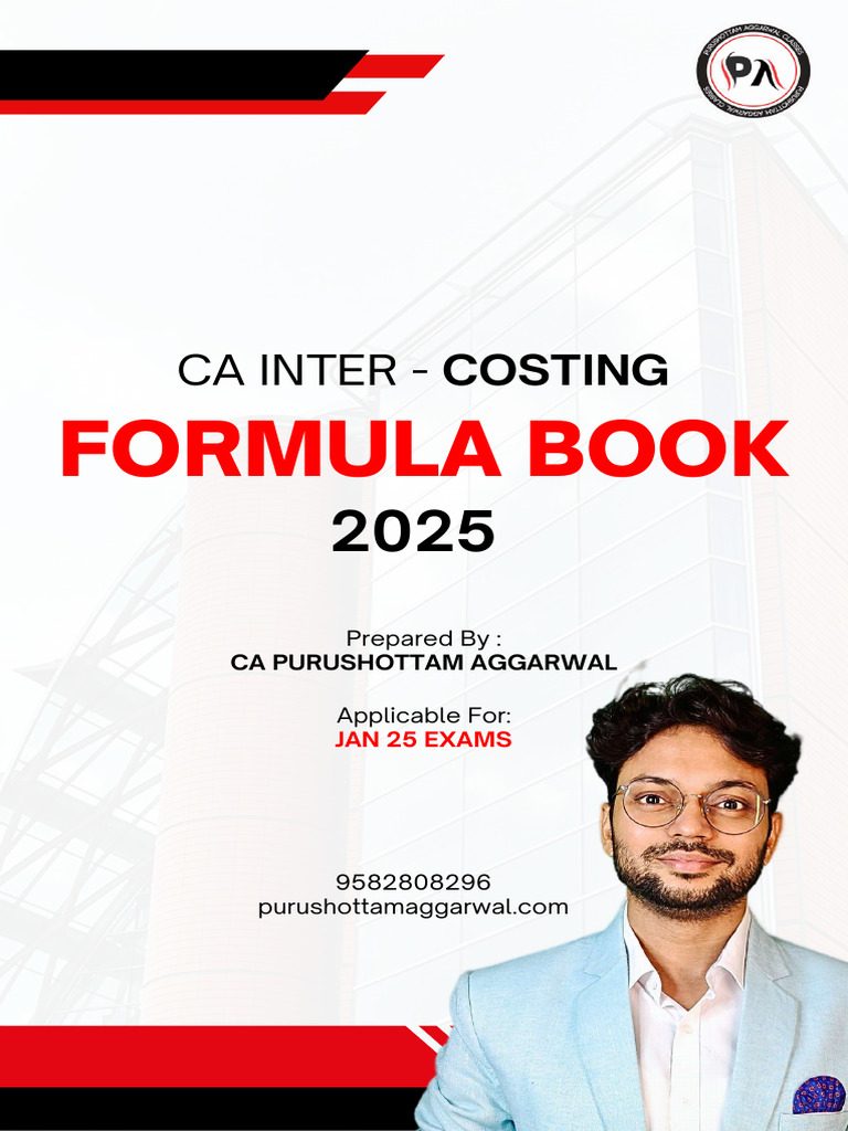 CA Inter Costing Formula Book by CA Purushottam Aggarwal - Jan 25 | PDF ...