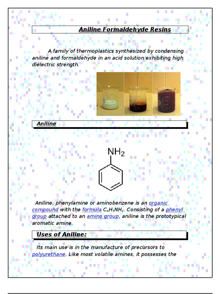 Aniline Formaldehyde Resin Applications | PDF | Formaldehyde | Materials