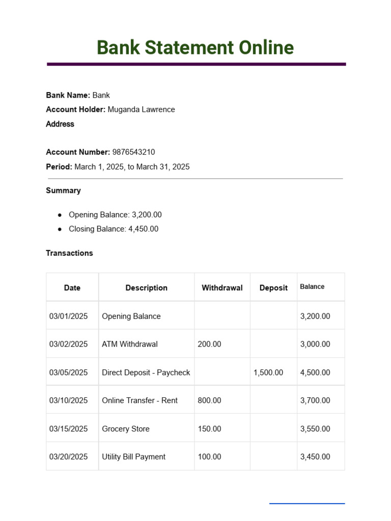 Bank Statement Online | PDF