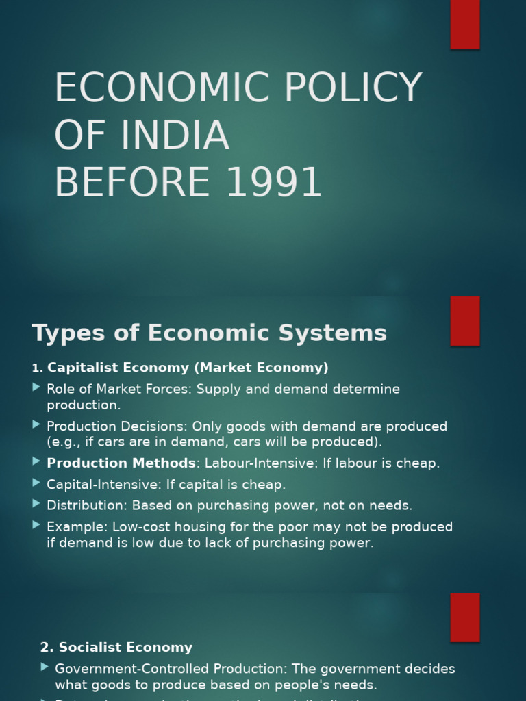 Economic Policy of India Pre-1991 | PDF | Socialism | Market (Economics)