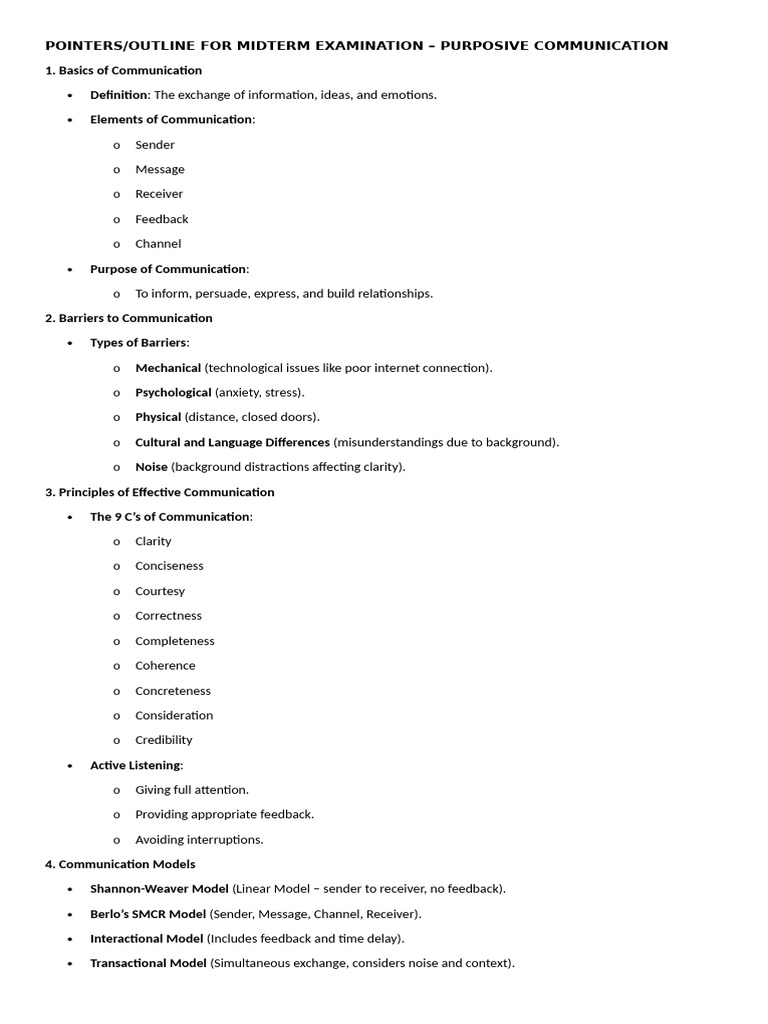 Midterm Exam Guide: Purposive Communication | PDF | Communication ...