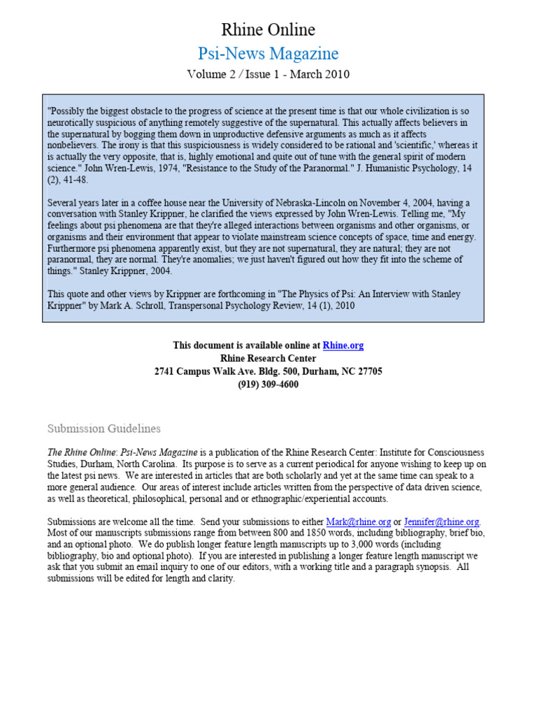 volume2issue1 Psi-News Magazine | PDF | Parapsychology | Mediumship