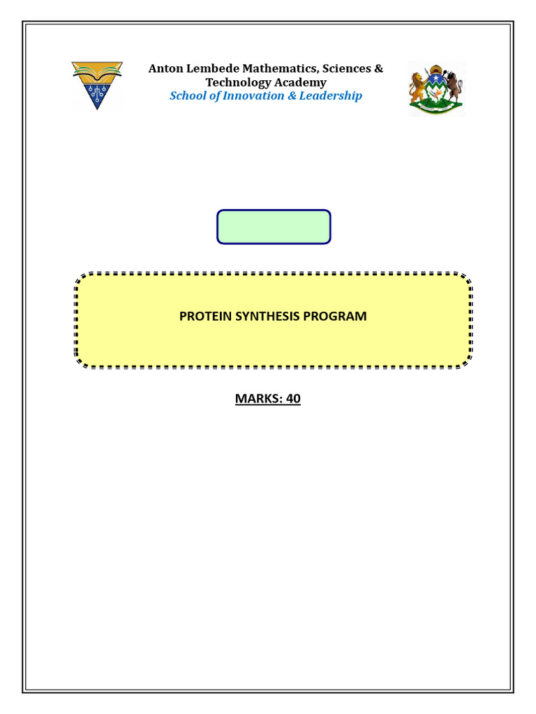 Protein Synthesis Program - Year 11 Project - Life Science | PDF | Translation (Biology) | Proteins
