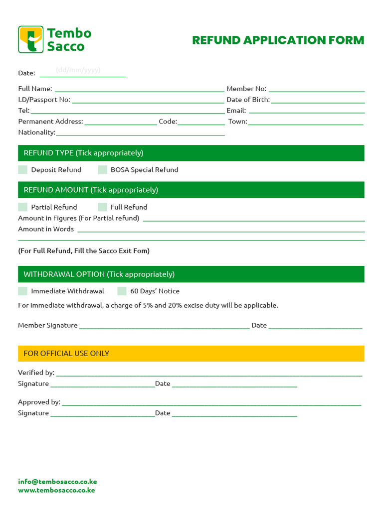 Refund Application Form | PDF
