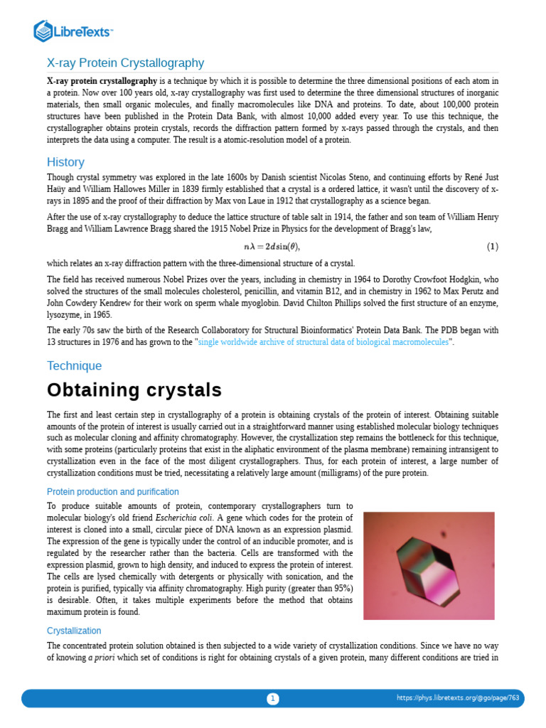 X-Ray Protein Crystallography | PDF | X Ray Crystallography | Proteins