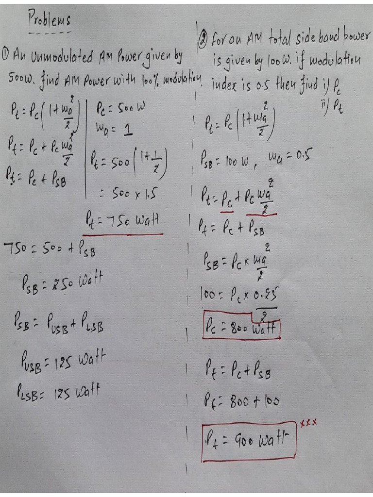 Lec 15 To 19 Solved Problems On Amplitude Modulation Com Sys Pdf