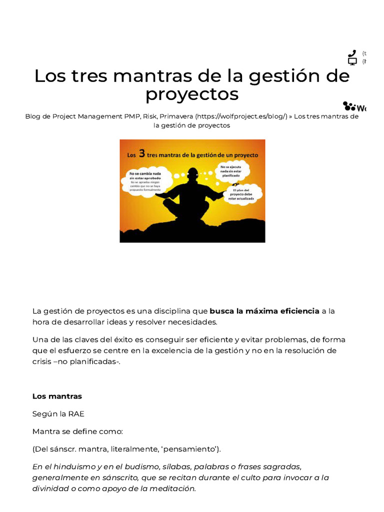 Los Tres Mantras de La Gestión de Proyectos - Wolf Project Management | PDF