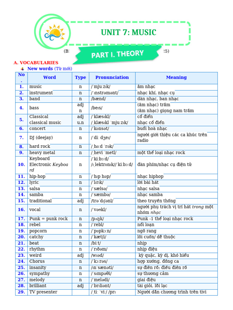 Unit 7 - HS | PDF | Songs | Singing