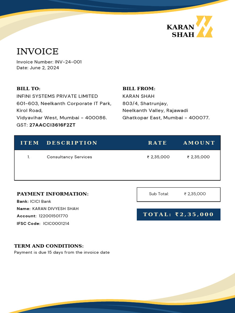 Karan Infini Invoice April 24 | PDF