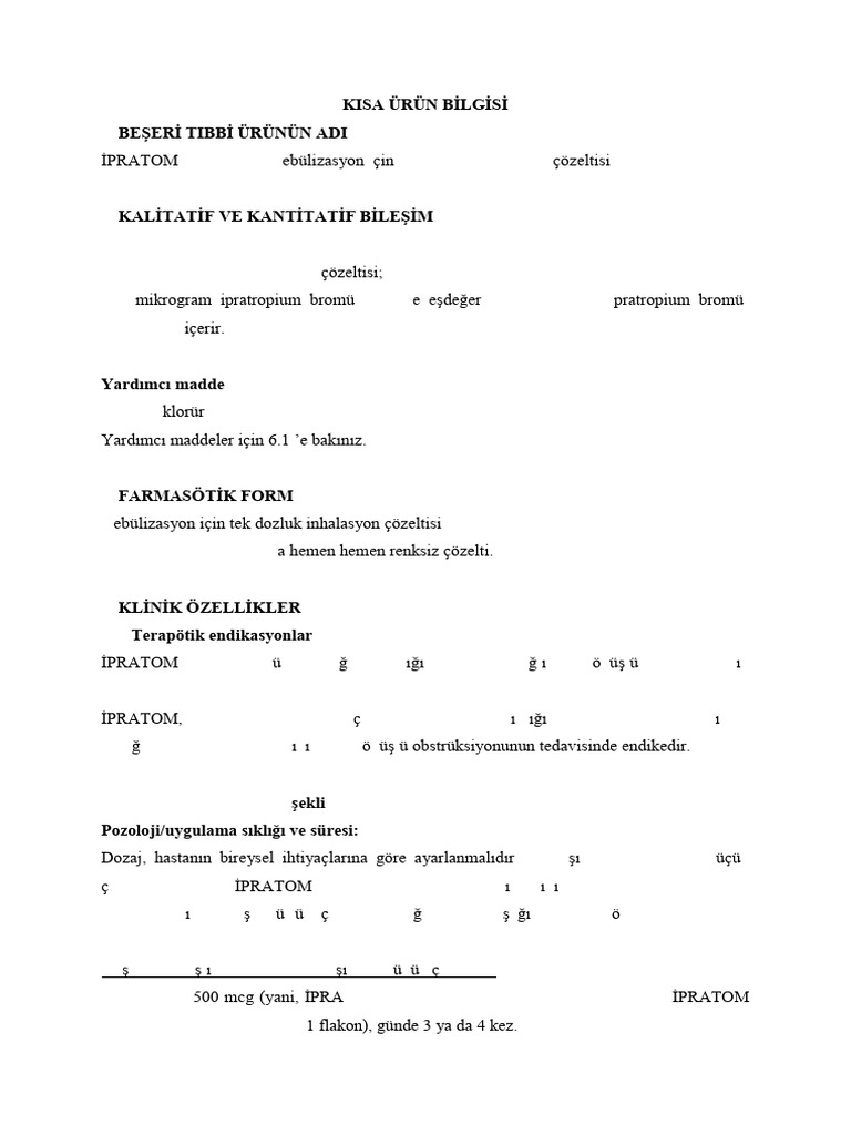 Ipratom 250 G 2 ML Inhalasyon Icin Cozelti Kub | PDF