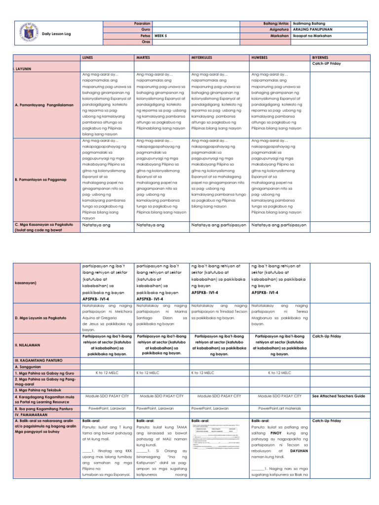 DLL WEEK 5-Q4 AP 5 | PDF