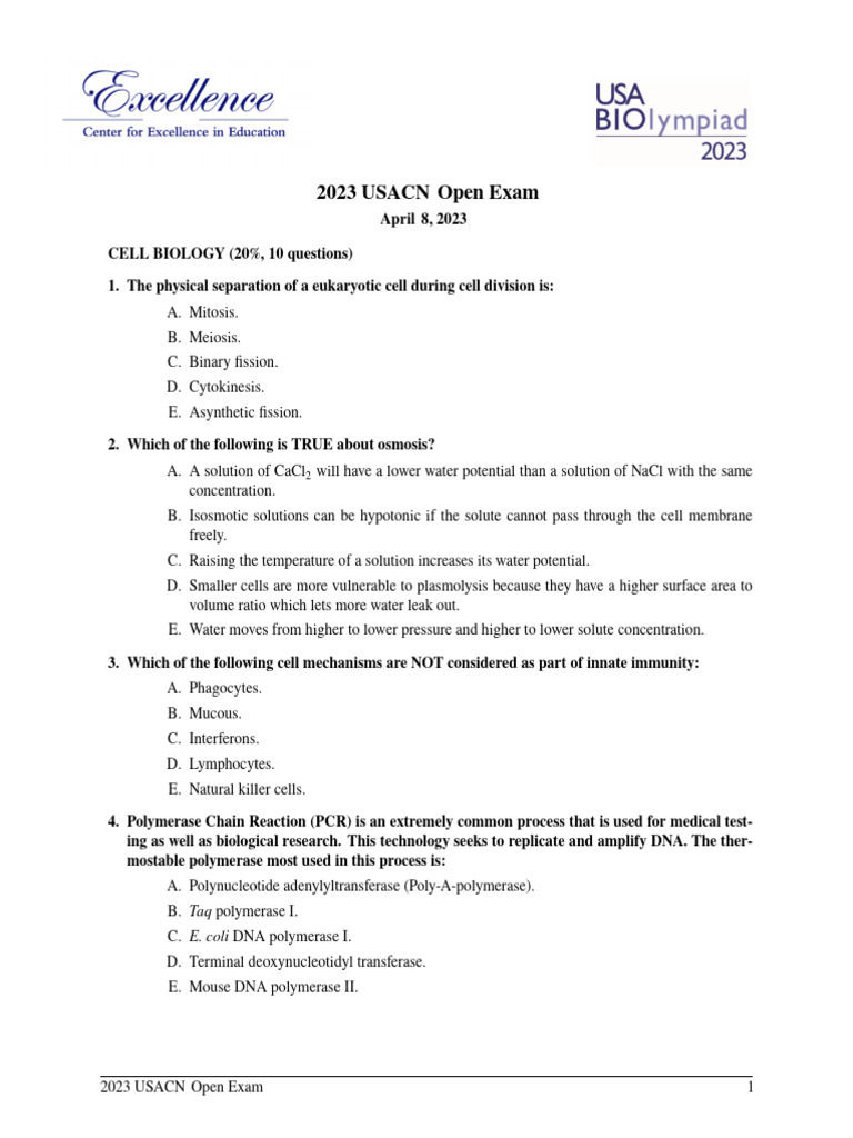 2023 USABO paper | PDF | Dominance (Genetics) | Heart Valve