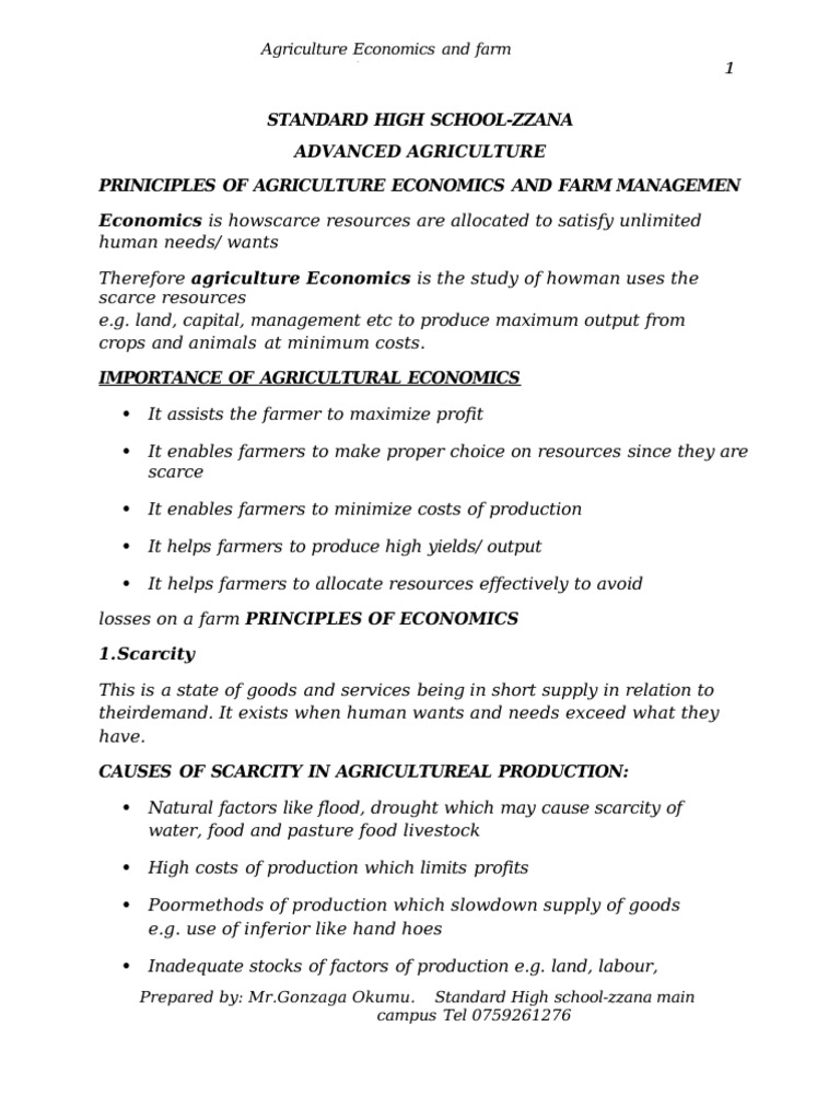A Level Agriculture Economiics and Farm Management Notes ...
