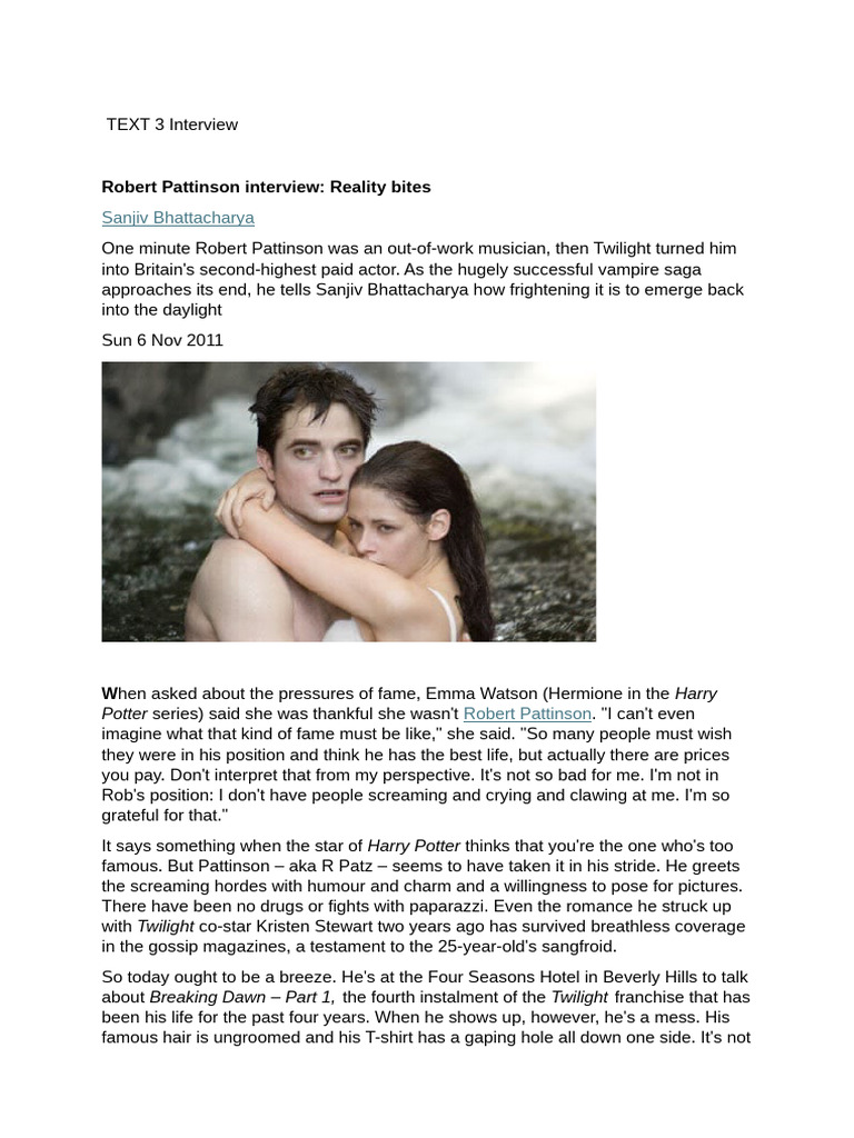 TEXT 3 Interview | PDF | The Twilight Saga (Film Series)