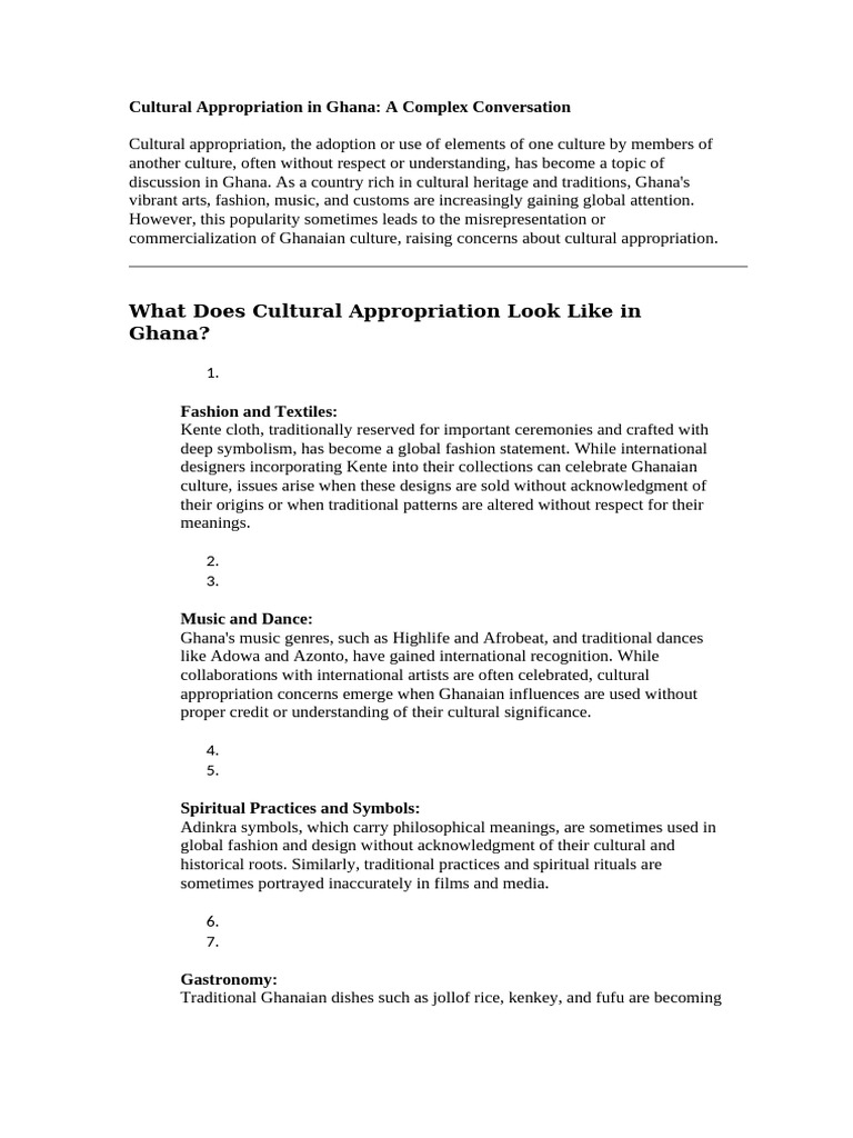 Cultural Appropriation in Ghana Explained | PDF | Ghana