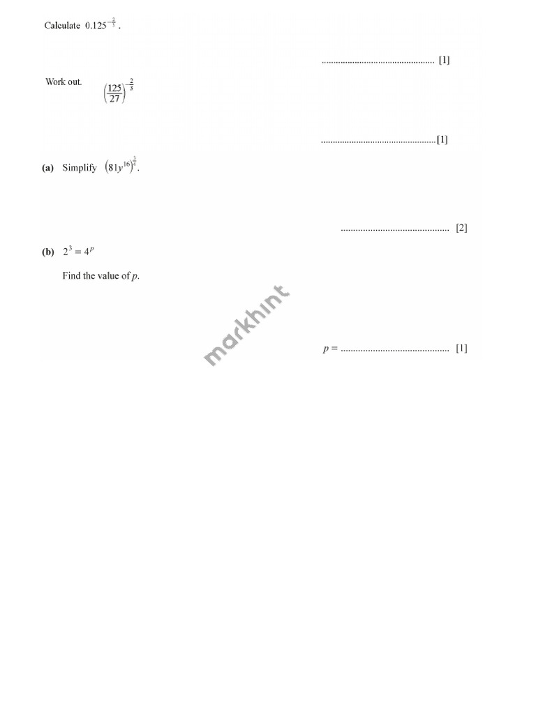IGCSE Indices Worksheet by Markhint | PDF