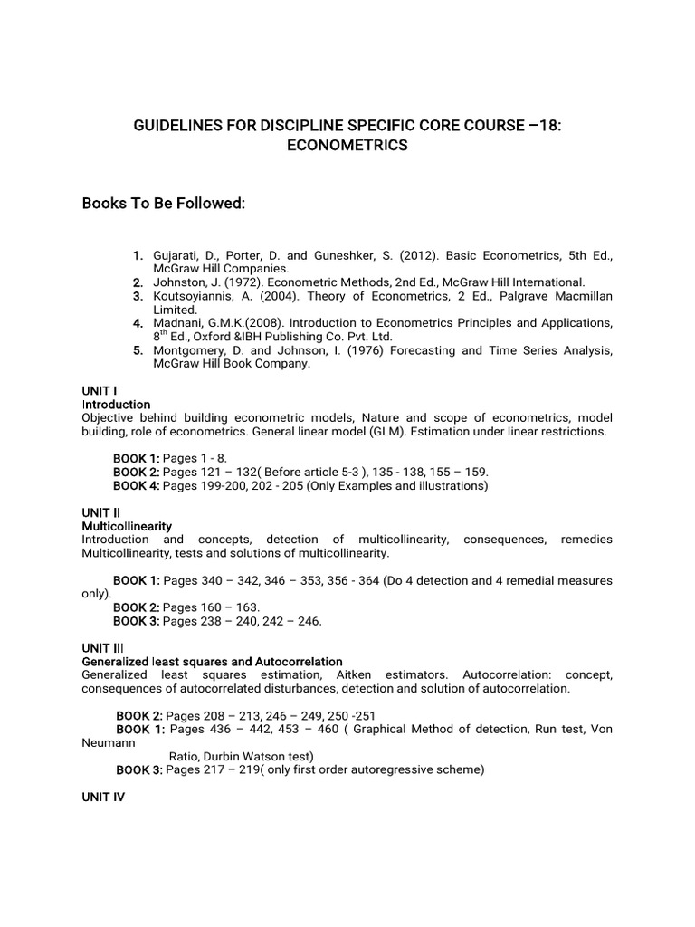 Guidelines for Econometrics (1) | PDF | Econometrics | Autocorrelation