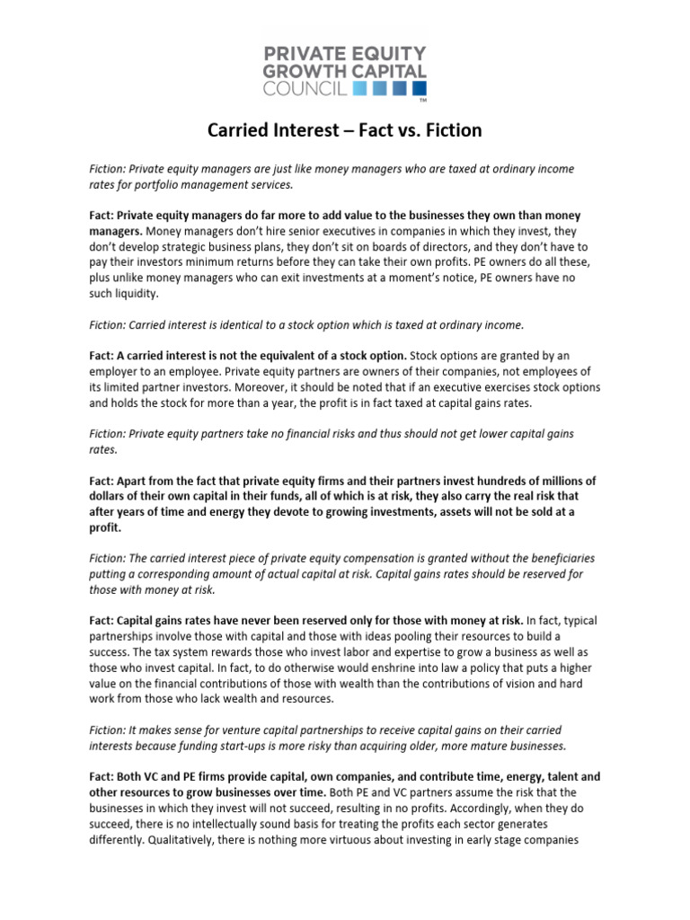 Carried Interest - Fact-Fiction | PDF | Carried Interest | Private Equity