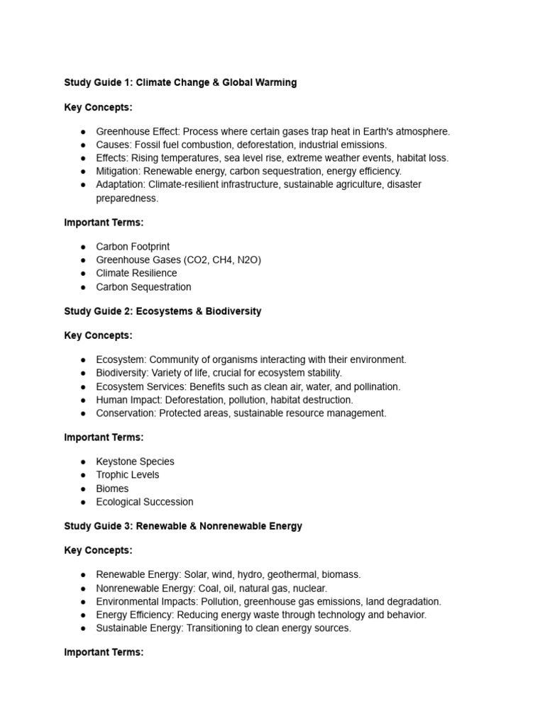 Study Guide Environmental Science | PDF | Agriculture | Sustainable ...