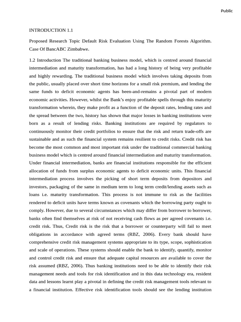 INTRODUCTION 1 | PDF | Risk | Credit Risk