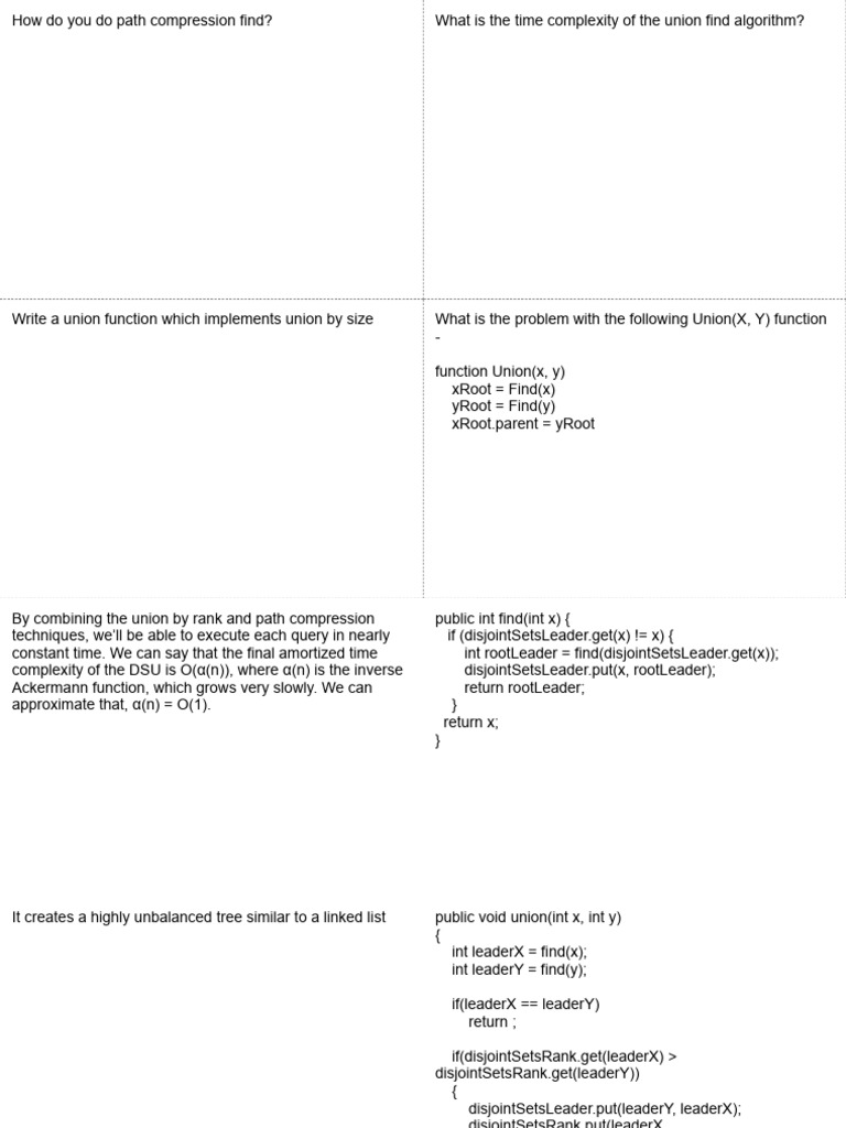 Union-Find with Path Compression Guide | PDF | Computer Data | Applied ...