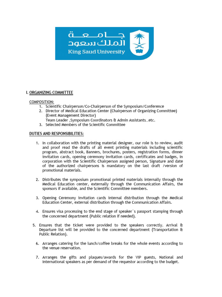 3 Duties and Responsibilities of Scientific Organizing Committees | PDF