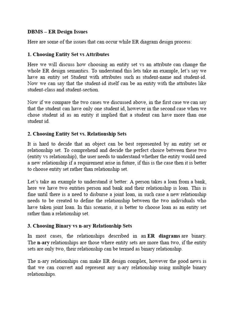 ER Design Issues in DBMS | PDF