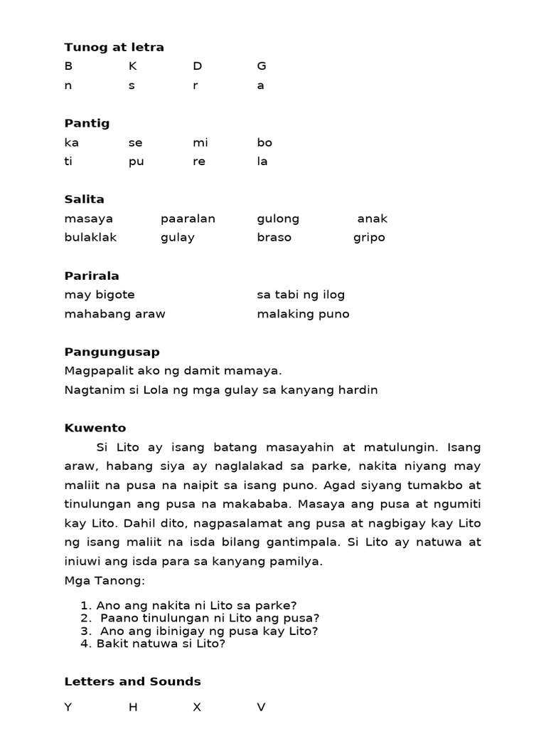 Grade Two Fil Eng Reading | PDF