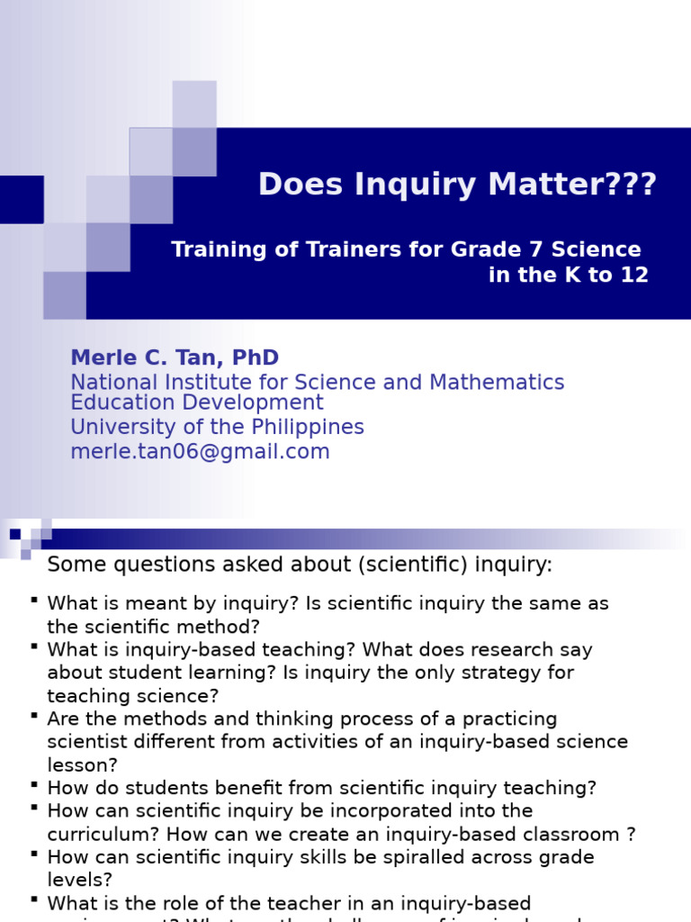 Does Inquiry Matter | PDF | Inquiry Based Learning | Constructivism ...