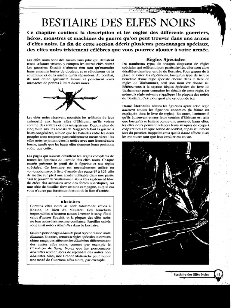 Warhammer Battle Liste D'armée Elfes Noirs V7 | PDF