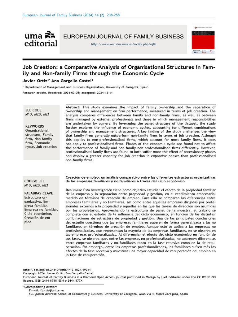 Ortiz y Gargallo 2024 EJBF | PDF | Recession | Business Cycle