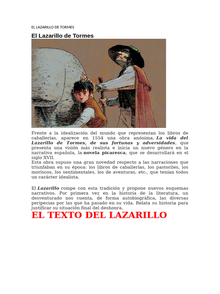 Análisis del Lazarillo de Tormes | PDF | Novelas